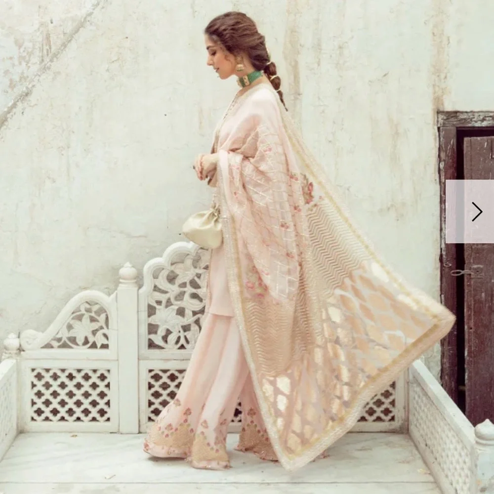 Kurtas | Brand New Faiza Saqlain Pastel Pink Pakistani Suit With Gold ...